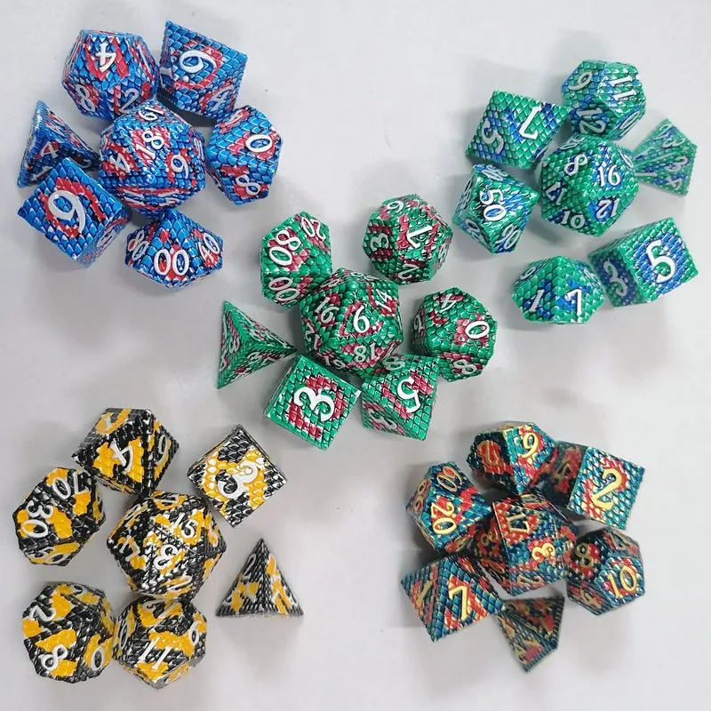 7pcs-Metal-Dice-Set-Dragon-Scale-Multi-Sided-Dice-set-DND-Runner-Metal ...