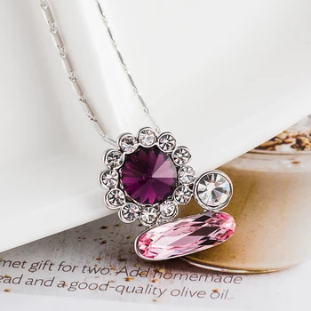 Crystal Flower Necklace Under 1 Dollar Items Jewllery For Woman ...