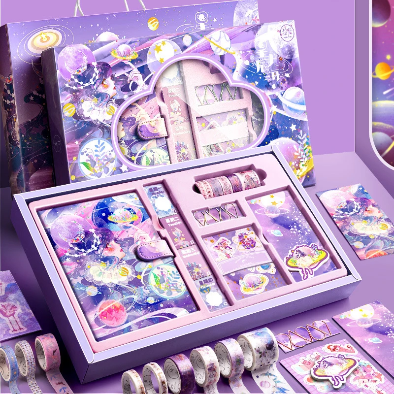 Starry-Sky-Dream-Notebook-Set-Girls-DIY-Diary-with-Stickers-and-Paper ...