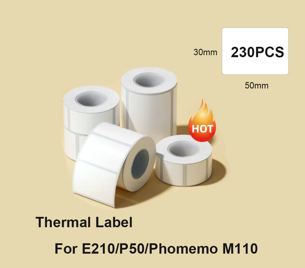 E210 P50 M110 Thermal Label Printer Paper Sticker 50*80mm 50*30mm 40 ...