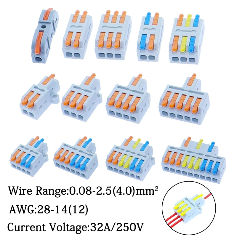Mini-Quick-Wire-Conductor-Connector-Universal-Compact-2-3-Pin-Splicing ...