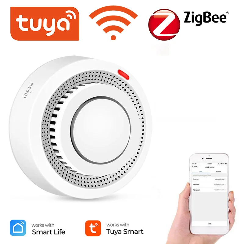 Tuya ZigBee WiFi Smoke Detector Home Security Protection System Smoke ...