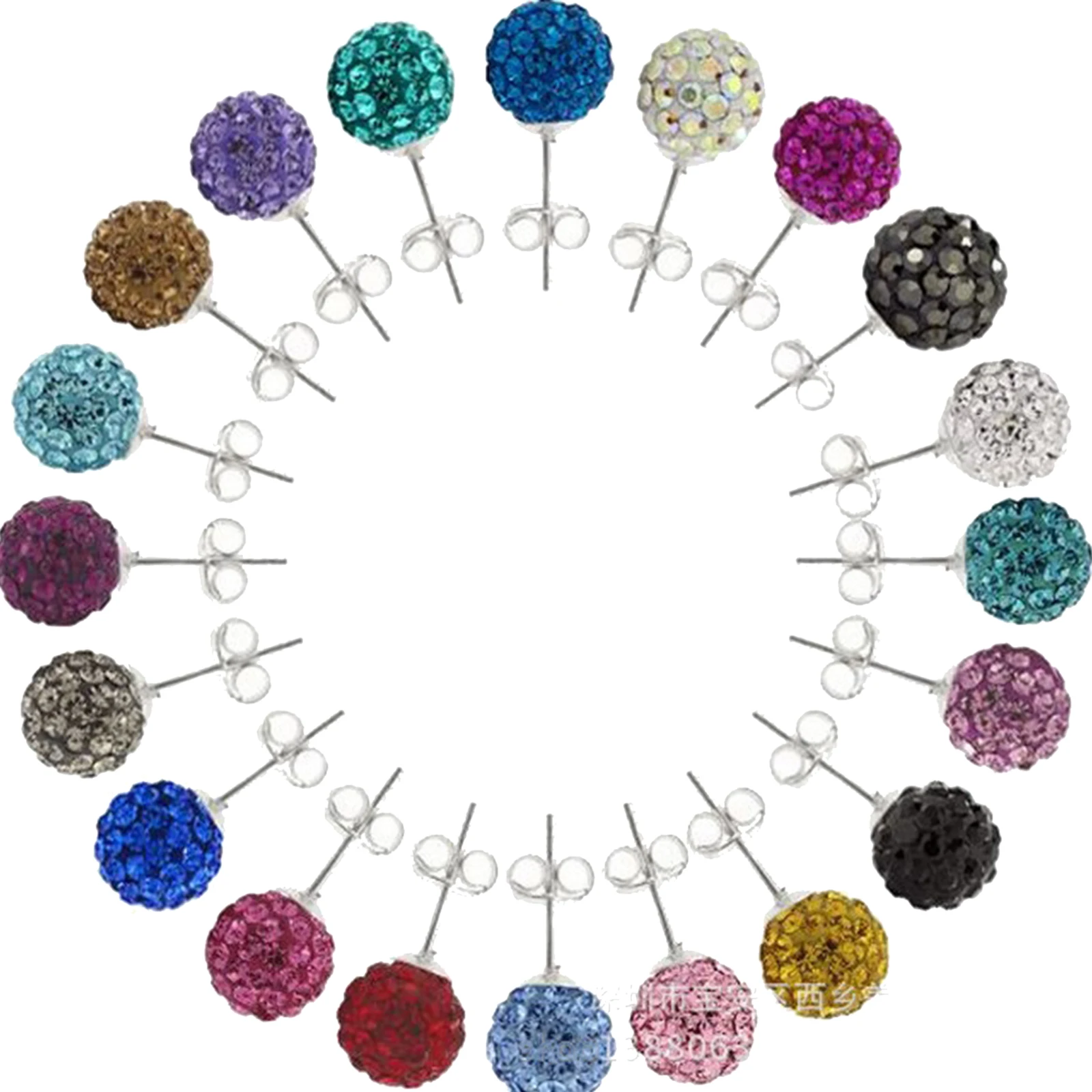 5-Pairs-Sparkle-Clay-Rhinestone-Ear-Stud-10mm-Crystal-Pave-Disco-Ball ...