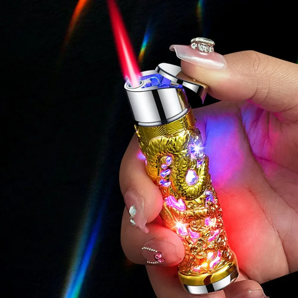Red-Flame-Lighter-Flash-Relief-Dragon-Windproof-Butane-Torch-Gas ...