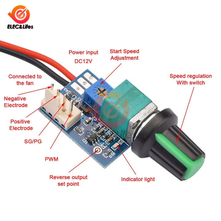 Dc 12v Pwm 속도 컨트롤러 팬 속도 조절기 4 선 컴퓨터 온도 제어 스위치 Pc Cpu 쿨러 팬 수동 정지