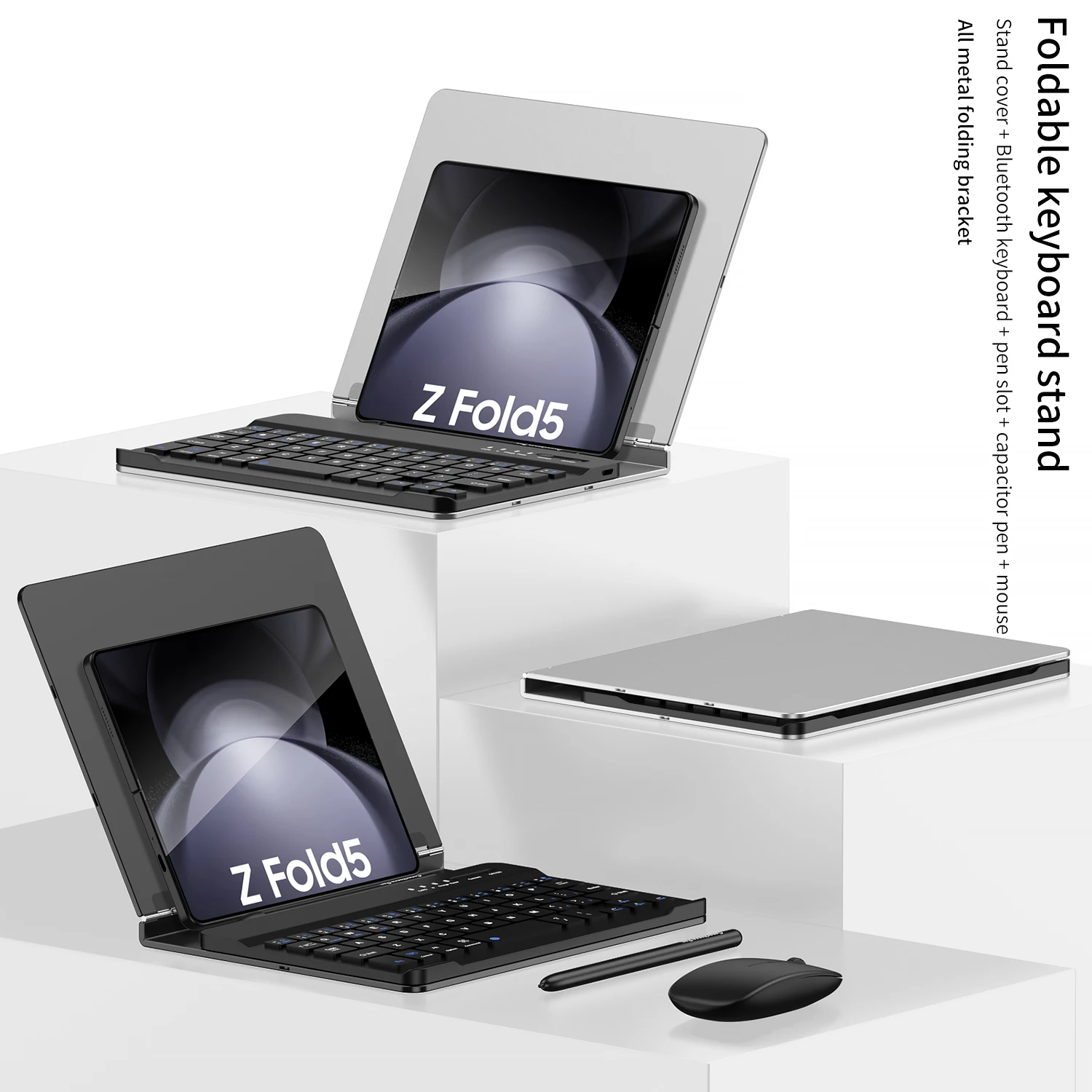For-Samsung-Galaxy-Z-Fold-6-5-4-3-2-Mini-Keyboard-Stand-Folding-Metal ...