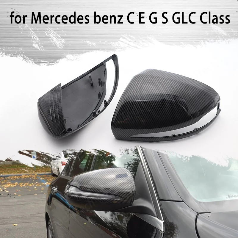 Side-RearView-Mirror-Cover-Caps-Carbon-Fiber-Pattern-For-Mercedes-Benz ...