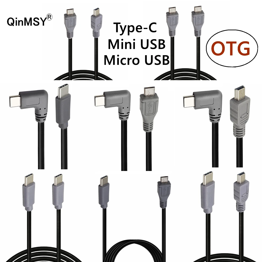 90-degree-right-angle-USB3-1Type-C-OTG-To-Micro-Mini-USB-OTG-Male-To ...