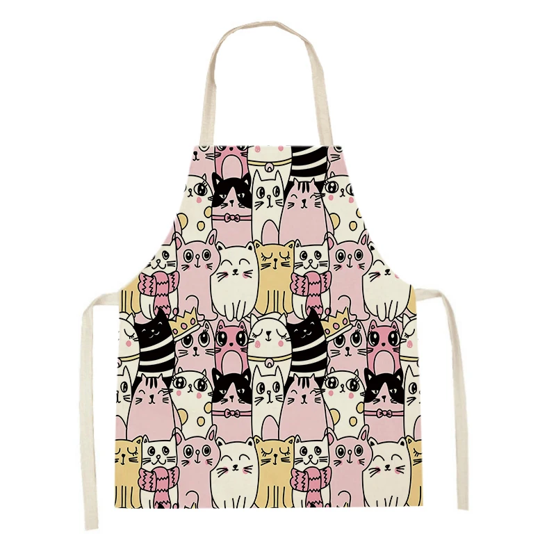 Cute-Cat-Linen-Kitchen-Aprons-Cooking-Baking-Accessories-Adult-Kids ...
