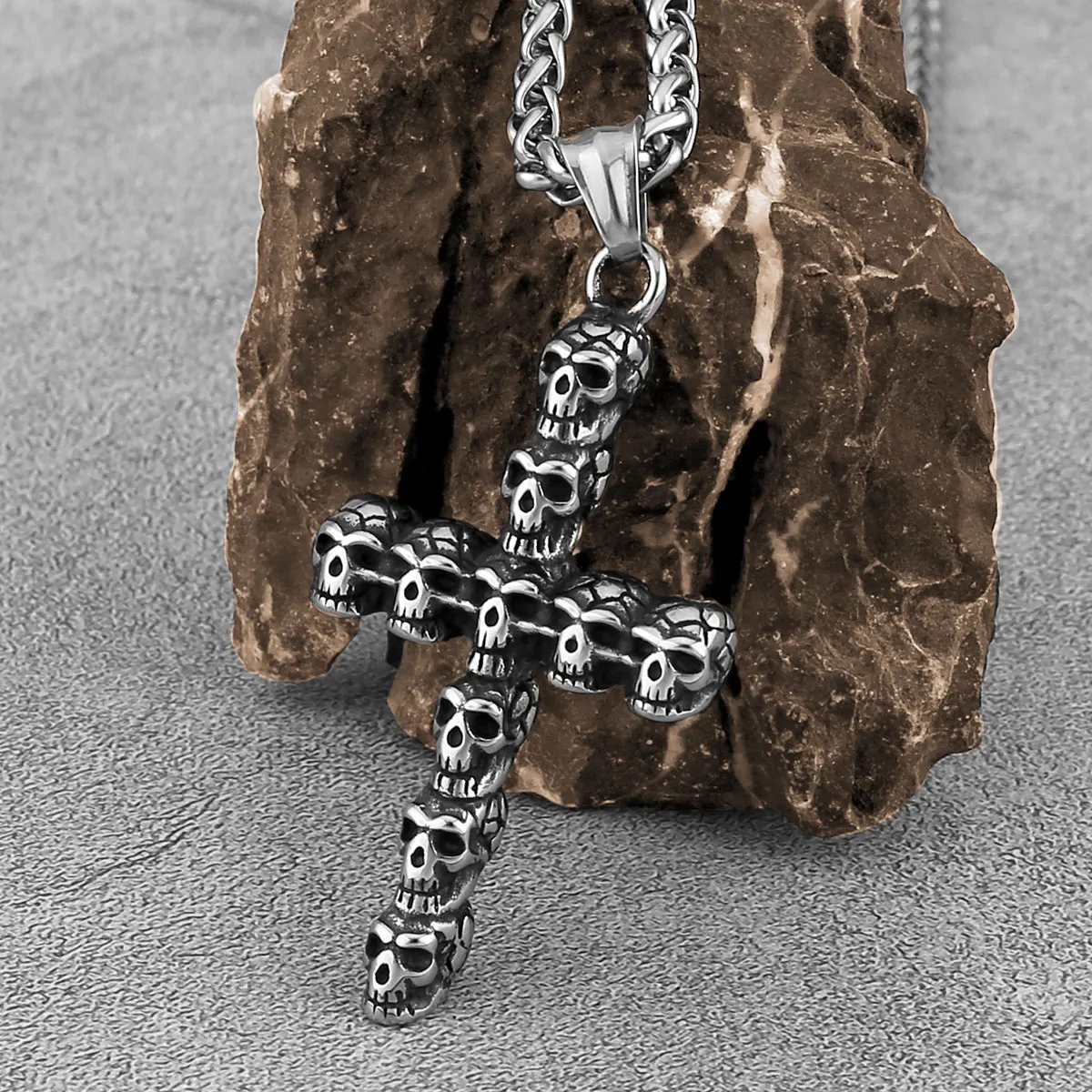 New-Design-Skull-Cross-Necklace-Gothic-Fashion-Stainless-Steel-Pendant ...
