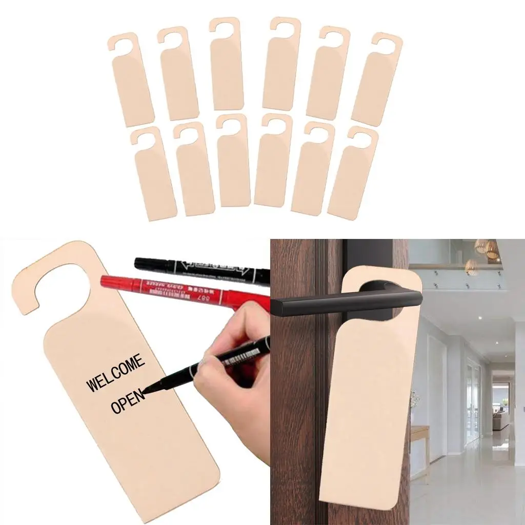 12pcs Unfinished Wooden Door Knob Hangers Hanging Warning Signs Wooden ...