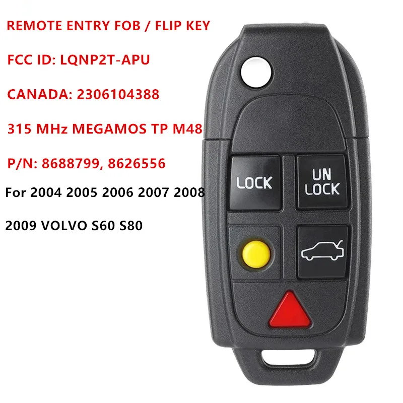 KEYECU-For-2004-2005-2006-2007-2008-2009-VOLVO-S60-S80-REMOTE-FLIP-KEY ...
