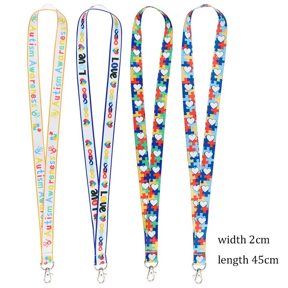 Autism-Awareness-Jigsaw-Ribbon-Lanyard-Phone-Rope-for-Keys-ID-Badge ...