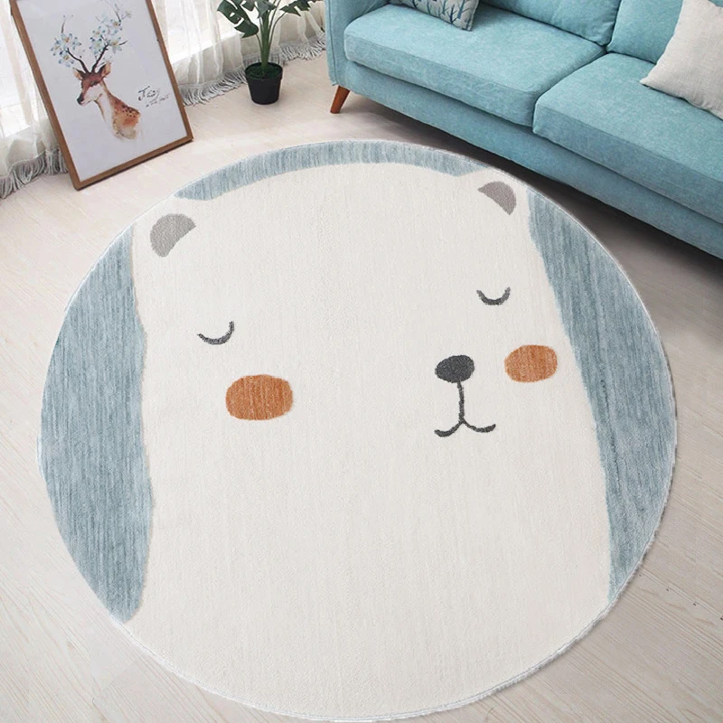 Cartoon-cute-animal-print-round-rug-baby-crawling-mat-girl-children ...