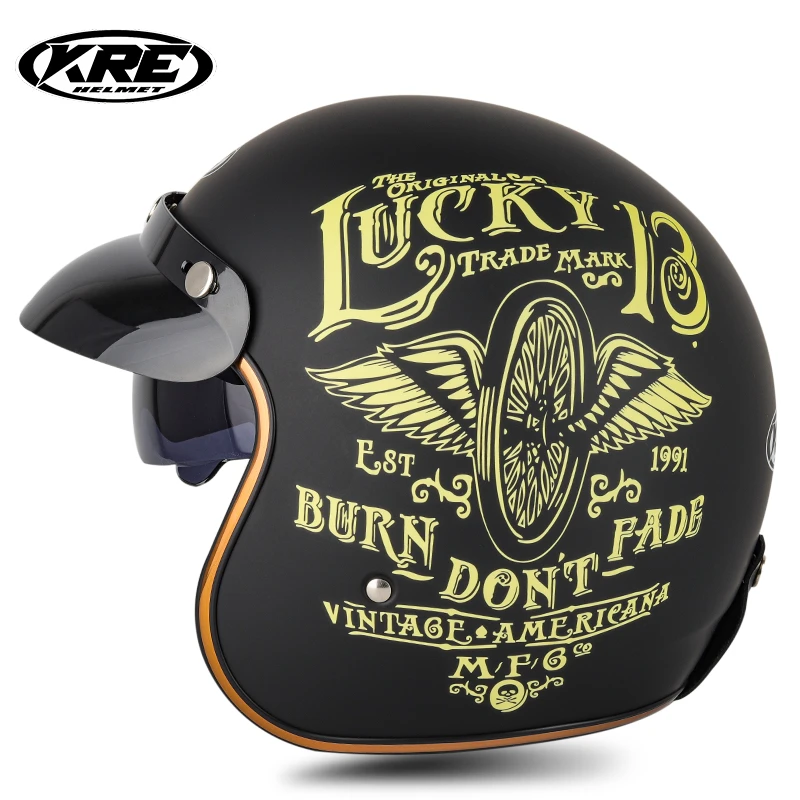 SOMAN Moto Helmet Motorcycle Retro Scooter Vintage Half Face Motorbike ...