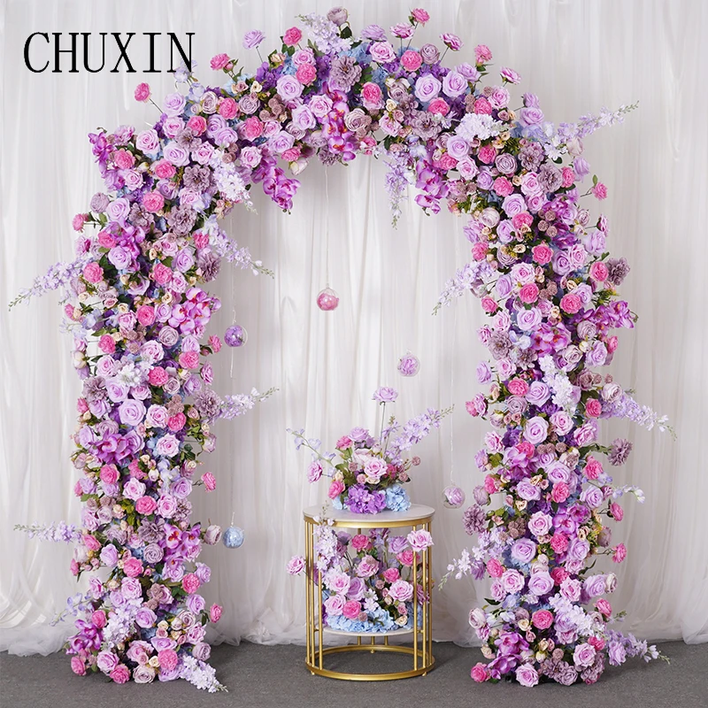 5D-Purple-Rose-Orchid-Delphinium-Arch-Flowers-Table-Centerpiece-Ball ...