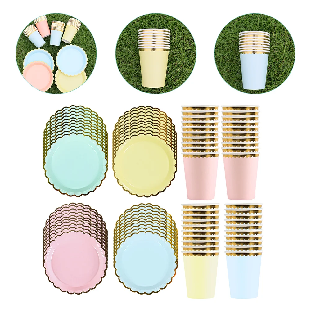 80Pcs Disposable Plates Cups Party Dinnerware Tableware Paper Plates ...
