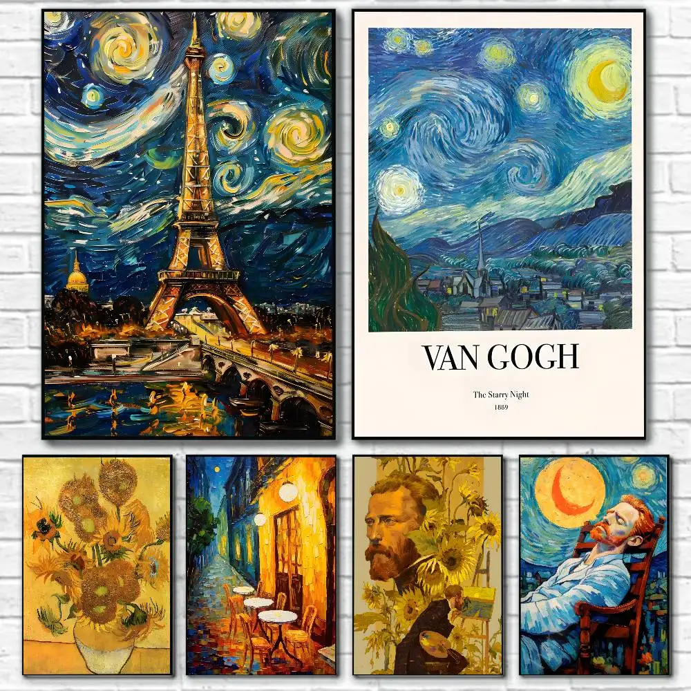 V-Van Gogh World-Famous-Art Poster Canvas Painting Poster With Prints ...