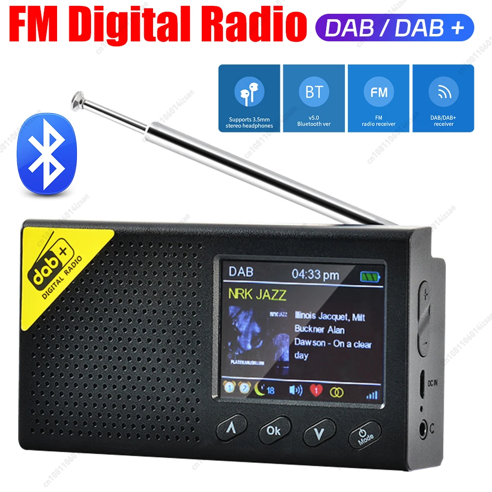 LCD Display Bluetooth 5.0 Digital Radio Stereo DAB FM Audio Player ...