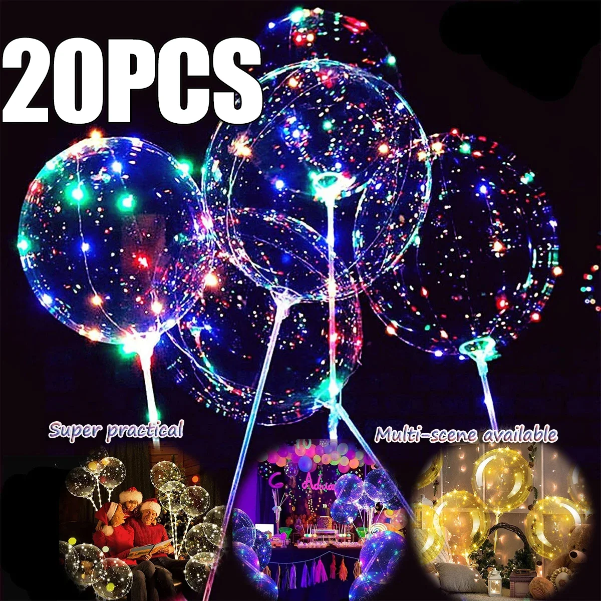 Globos-luminosos-con-luces-LED-globo-de-burbujas-con-cuerda-de-luz-y ...