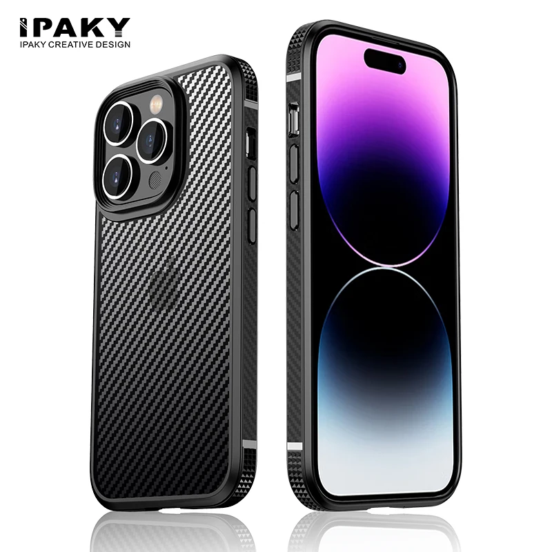 IPAKY-funda-trasera-transl-cida-de-fibra-de-carbono-para-iPhone-14-13 ...