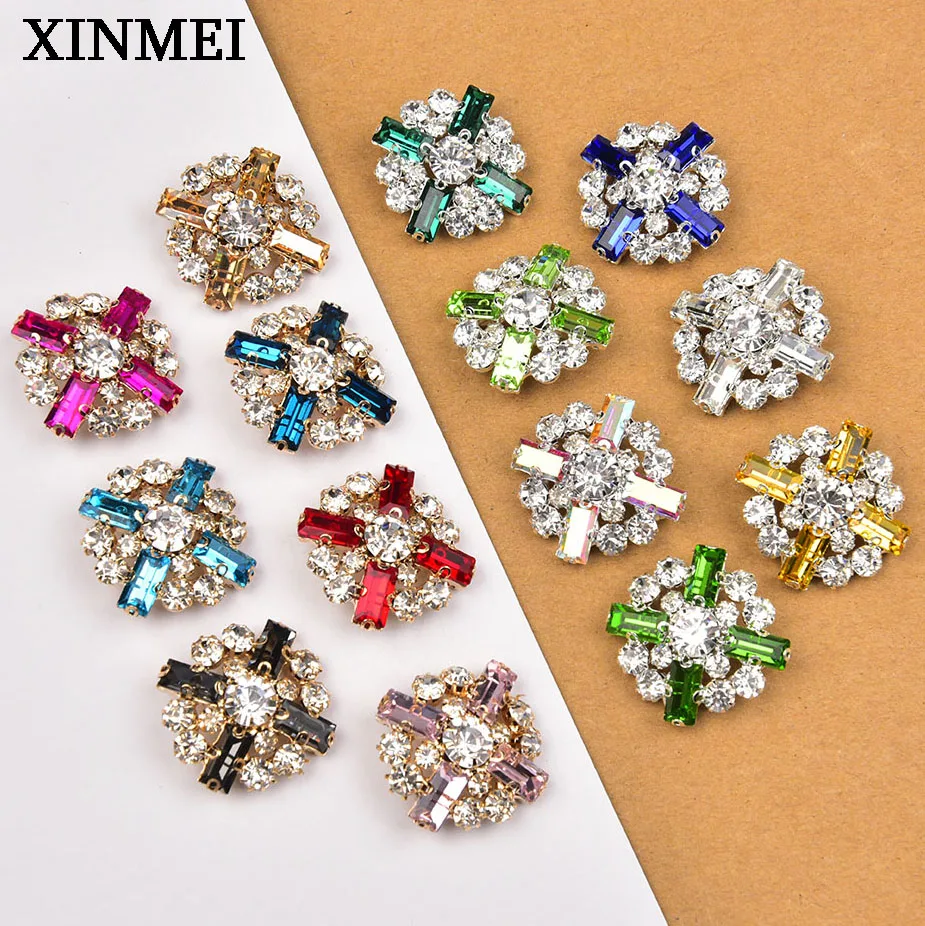 5Pcs-28mm-Flower-Rhinestone-Crystal-Shank-Buttons-for-Clothing-Diy ...