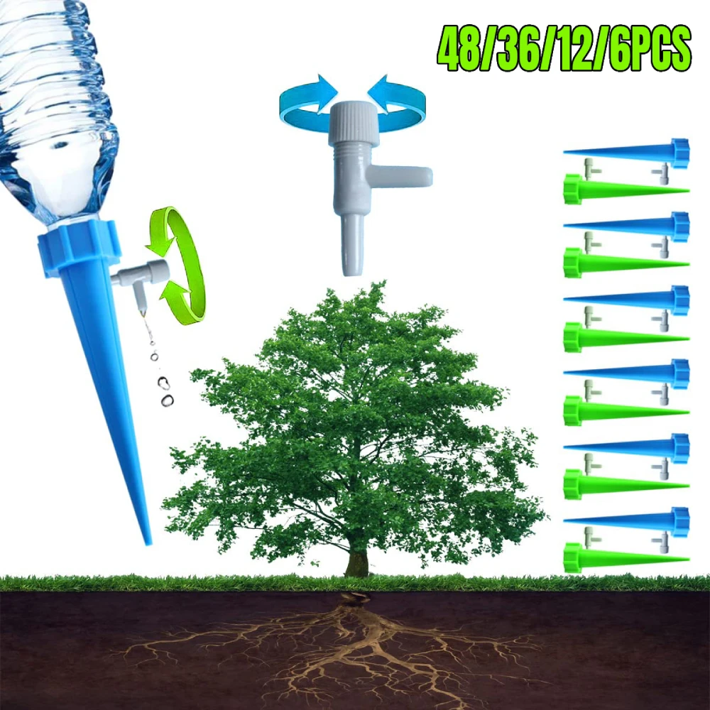 48-36-12-6pcs-Auto-Drip-Irrigation-Watering-System-Dripper-Spike-Kits ...