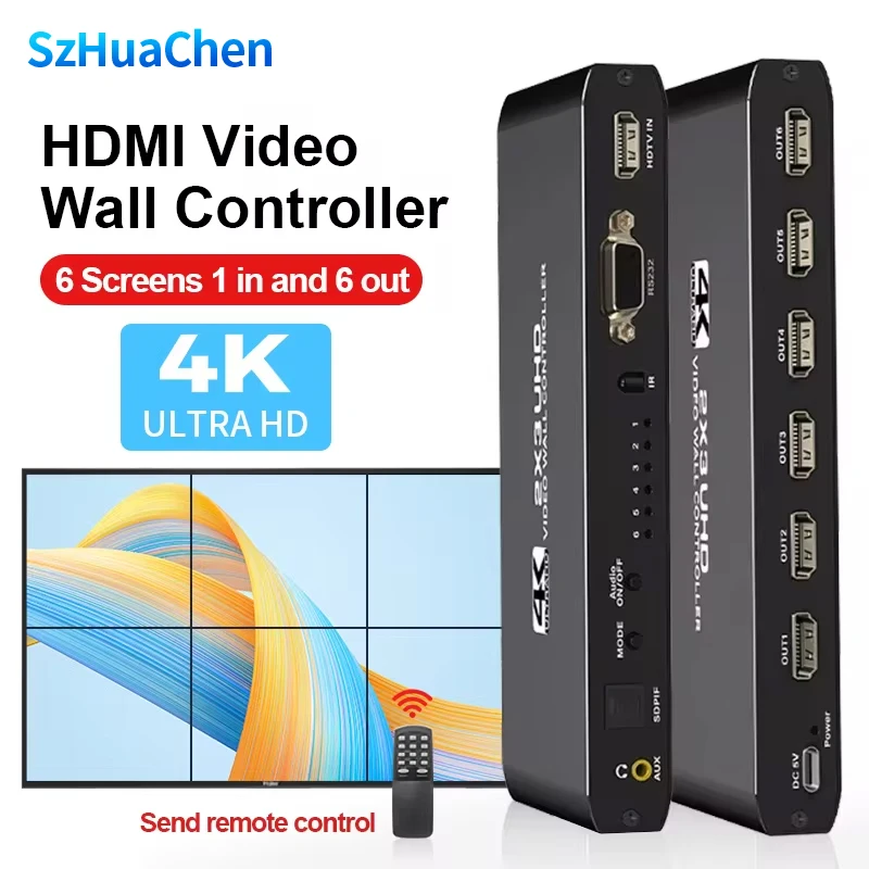 2x3 6 screen 4K HDMI TV Video wall Controller splicer 1X2 1X4 2x2 3x3 ...