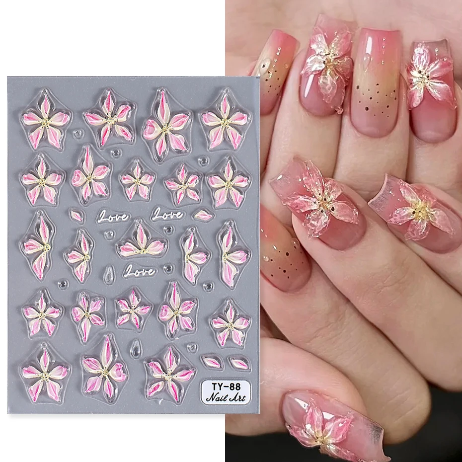 5D-Crystal-Lily-Embossed-Nail-Manicure-Decal-Ice-Transparent ...