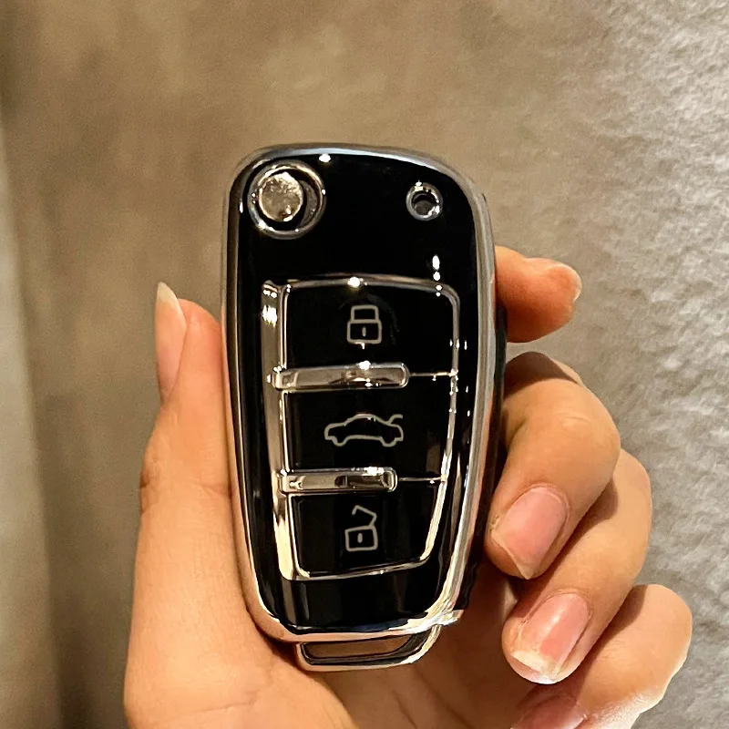 Car Folding Key Cover Case Fob Holder For Audi C5 C6 R8 A1 A3 A4 A5 A6 ...