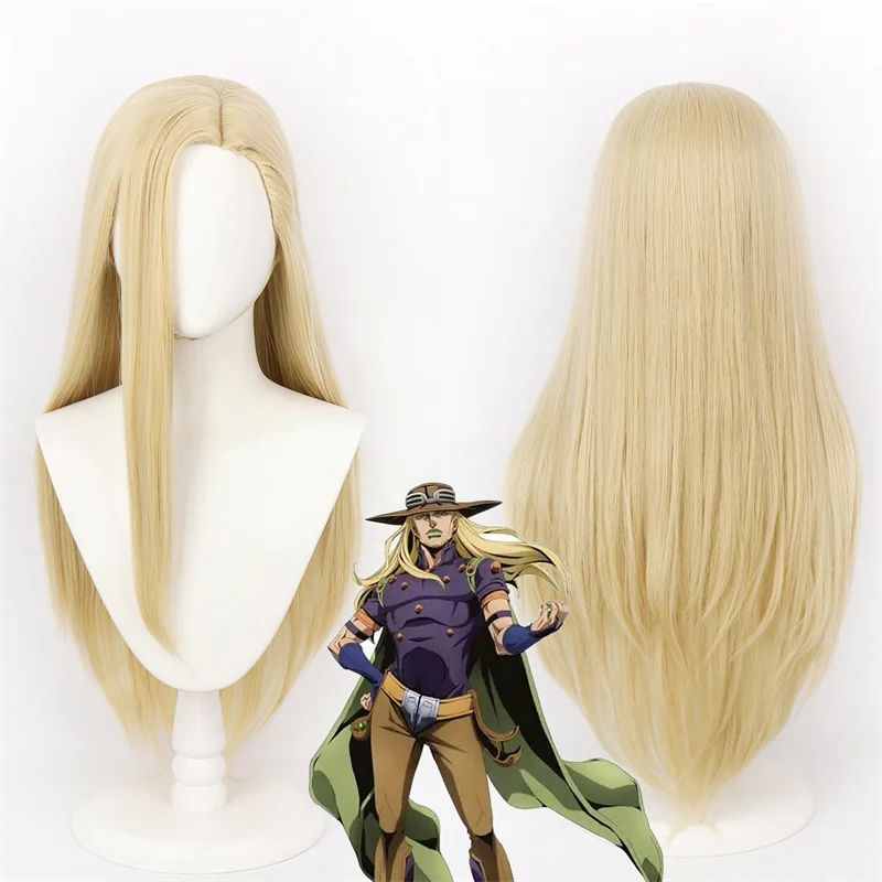 Anime JOJO SBR Julius Caesar Zeppeli Adult Cosplay Wig Long Light Gold ...