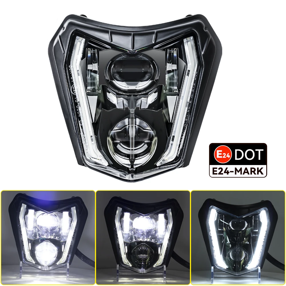 Faro LED para motocicleta Enduro, luz DRL de haz alto/bajo, Motocross ...