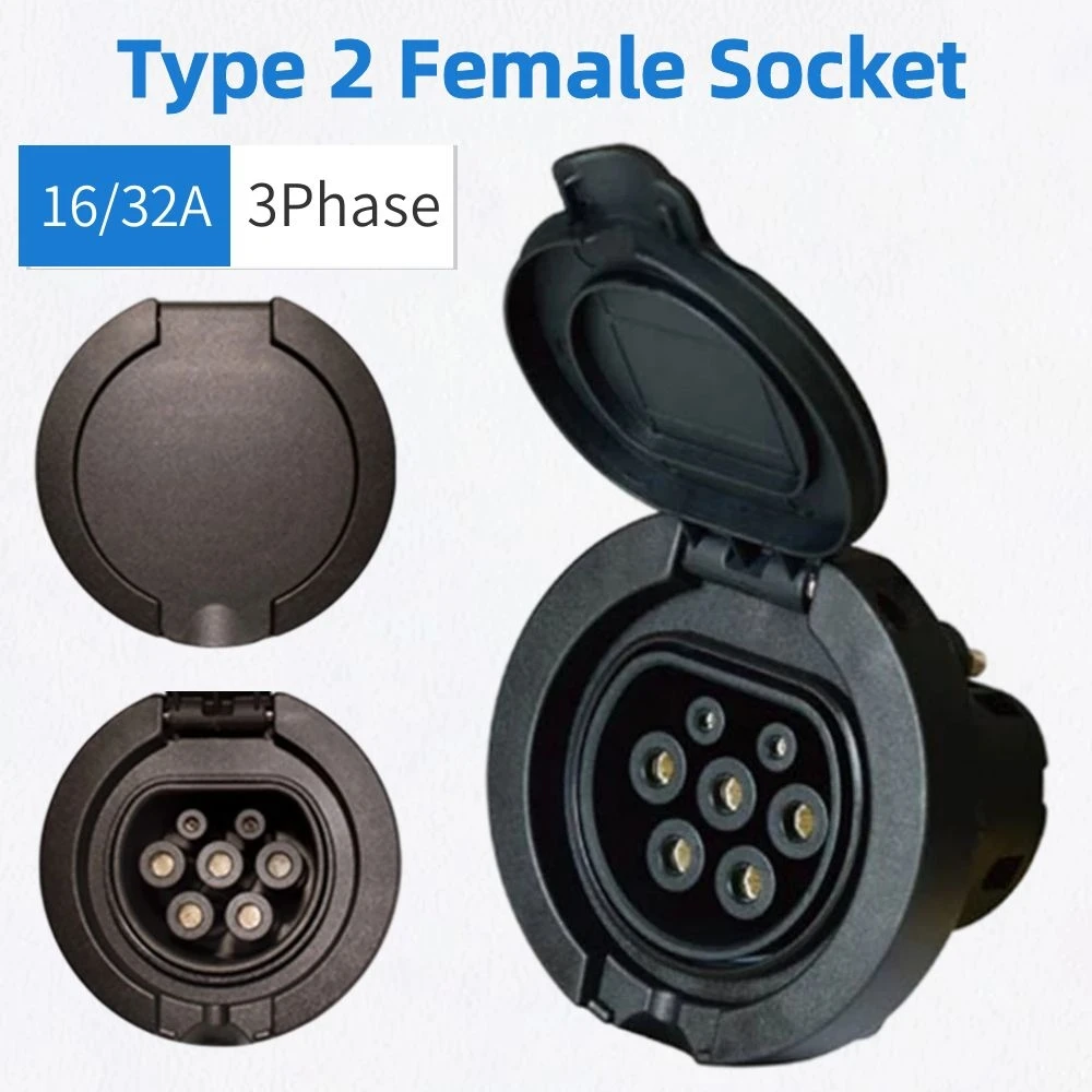 EV Adapter Electric Vehicle Charger Type 2 IEC 62196-2 Female Socket ...