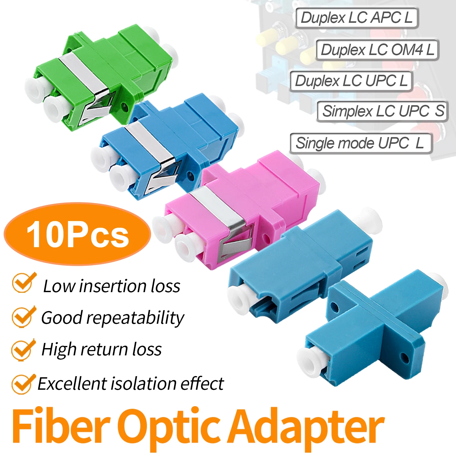 10-Pcs-LC-to-LC-UPC-APC-OM4-Couplers-Duplex-Fiber-Optical-Adapters ...