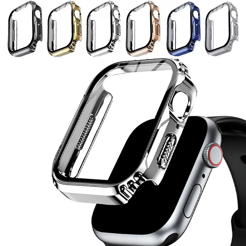 Case-for-Apple-Watch-45mm-41mm-40mm-44mm-HD-Tempered-Glass-Screen ...