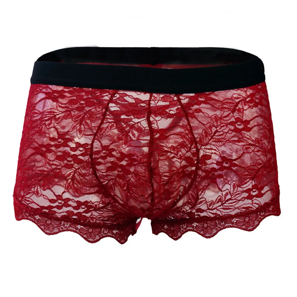 Men-s-Sexy-Underwear-Lace-Transparent-Mesh-Low-Waist-Boyshort-Black-Red ...