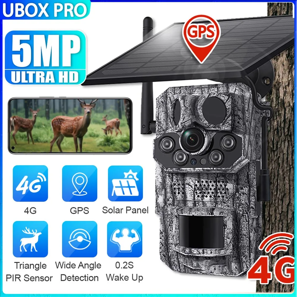 UBOX PRO 4G Solar Camera Cellular Trail Camera Outdoor Hunting Security ...