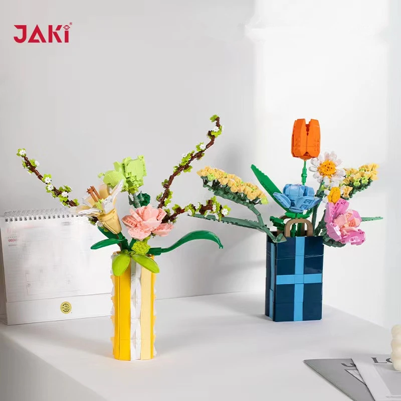 Jaki Blocks Kids Building Toys Diy Bricks Girls Flowers Plant Puzzle ...