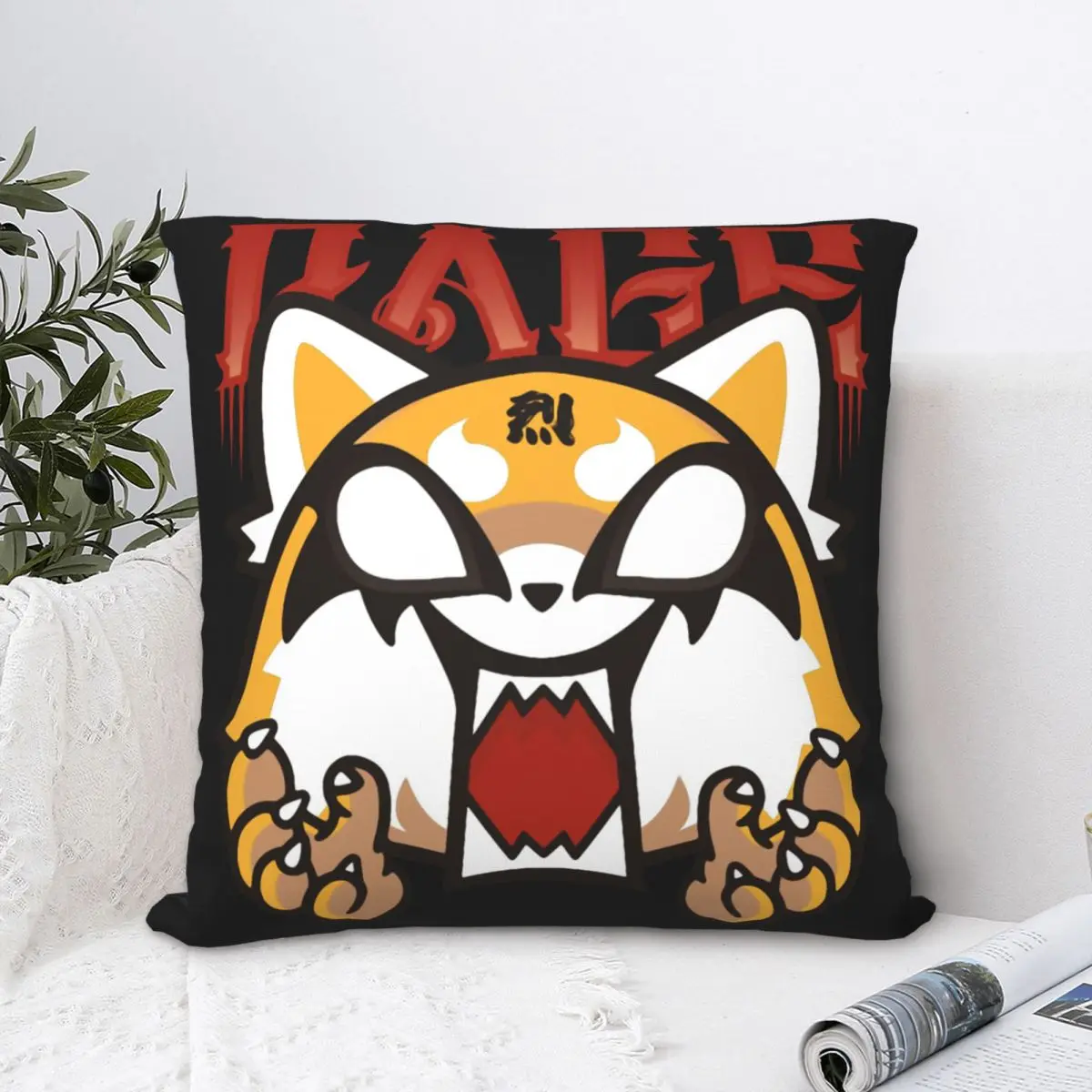 Rage Angry Throw Pillow Case Aggretsuko Workplace Animation Backpack ...