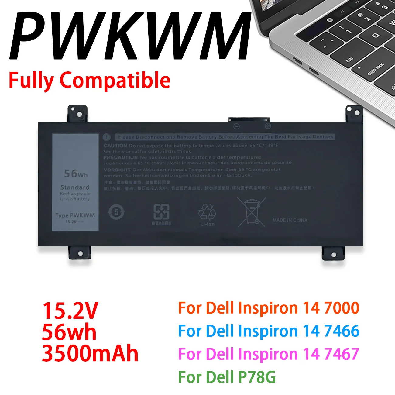 NEW-15-2V-56Wh-Replacement-PWKWM-Laptop-battery-for-Dell-Inspiron-14 ...