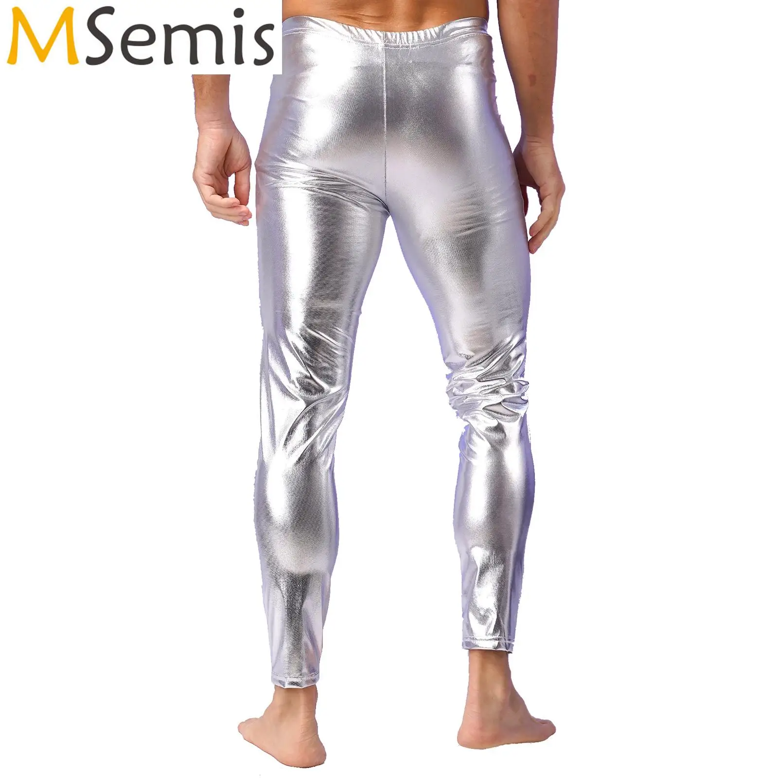 Mens-Shiny-Jazz-Dance-Long-Pants-with-Metallic-Shiny-Dj-Disco-Skinny ...