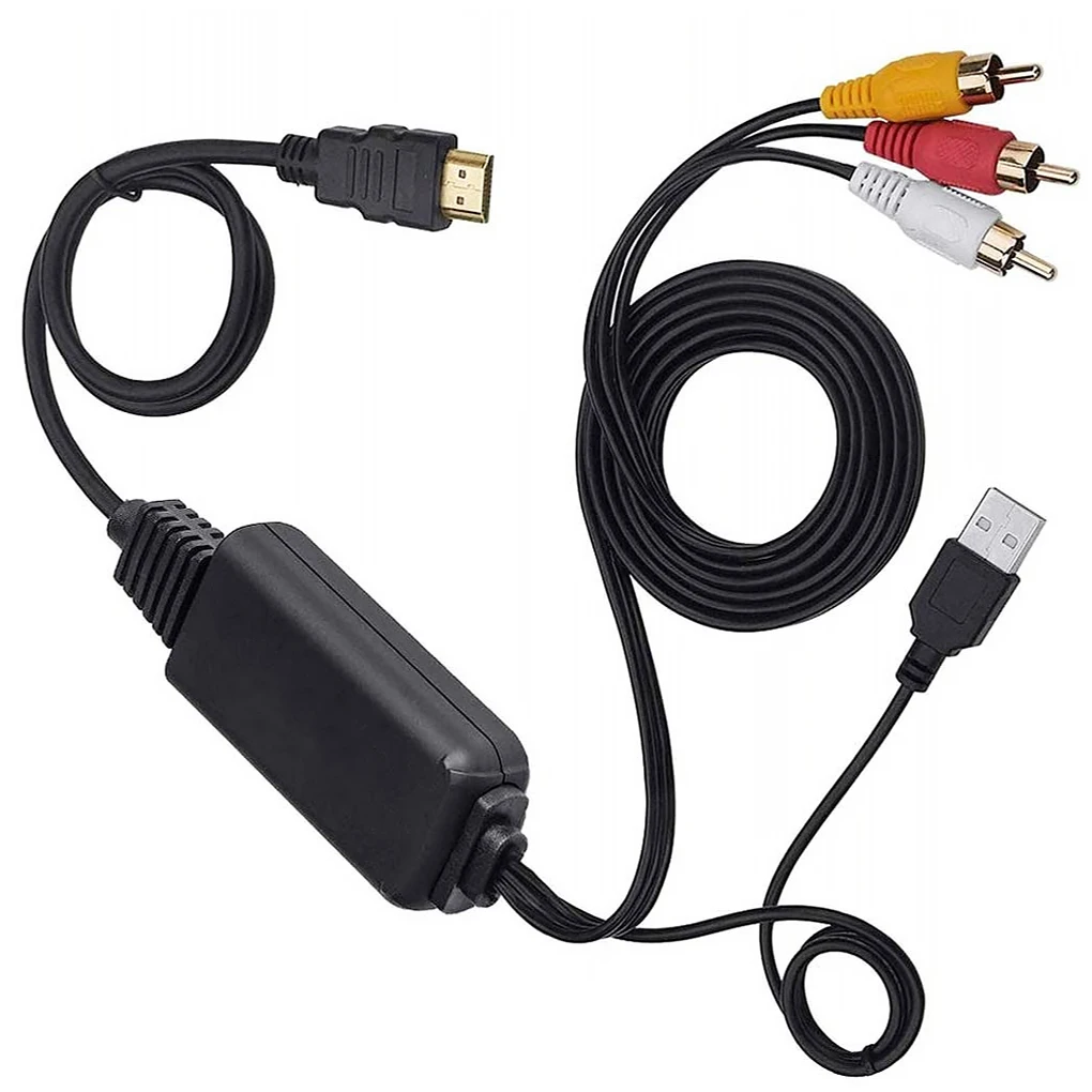 HDMI 호환 AV 아날로그 어댑터 게임 콘솔 캠코더, 1080P 고속 케이블, 비디오 오디오 PAL NTSC USB 전원 ...