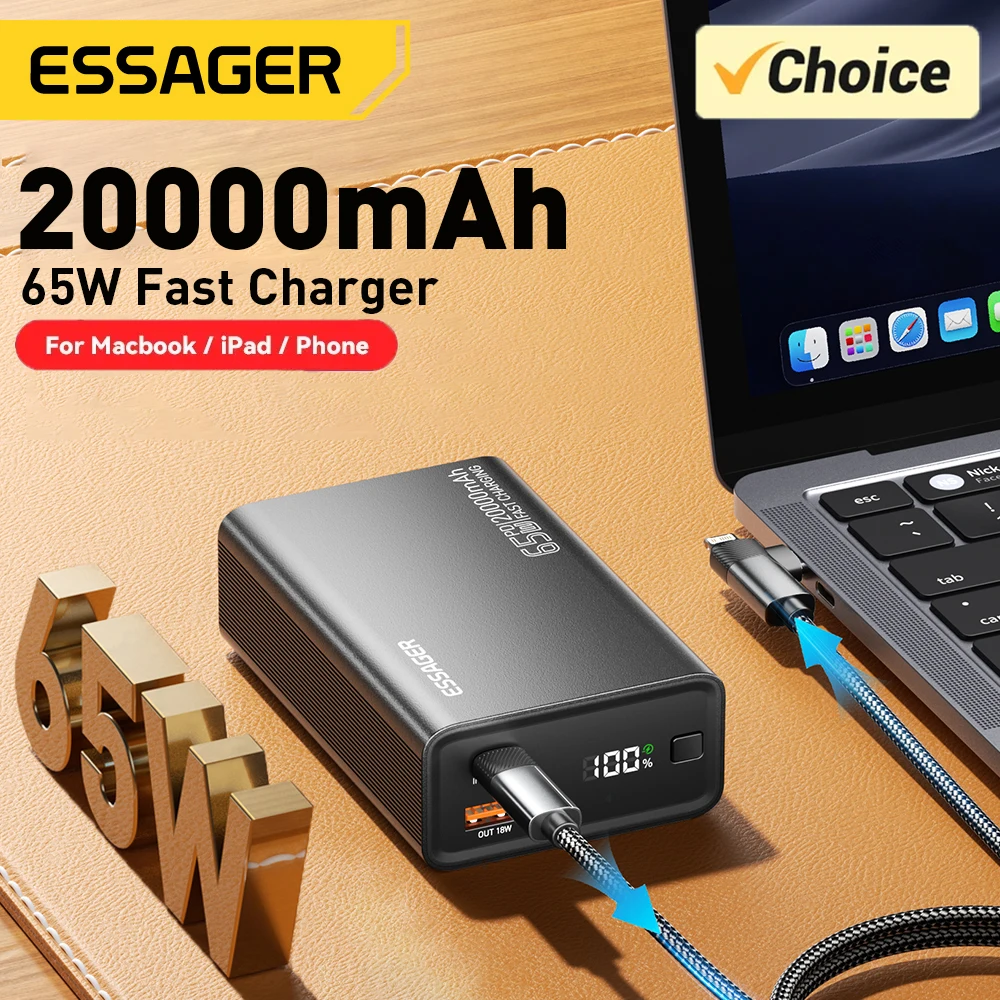 Essager-Power-Bank-20000mAh-Portable-PD-65W-Fast-Charging-Mobile-Phone ...