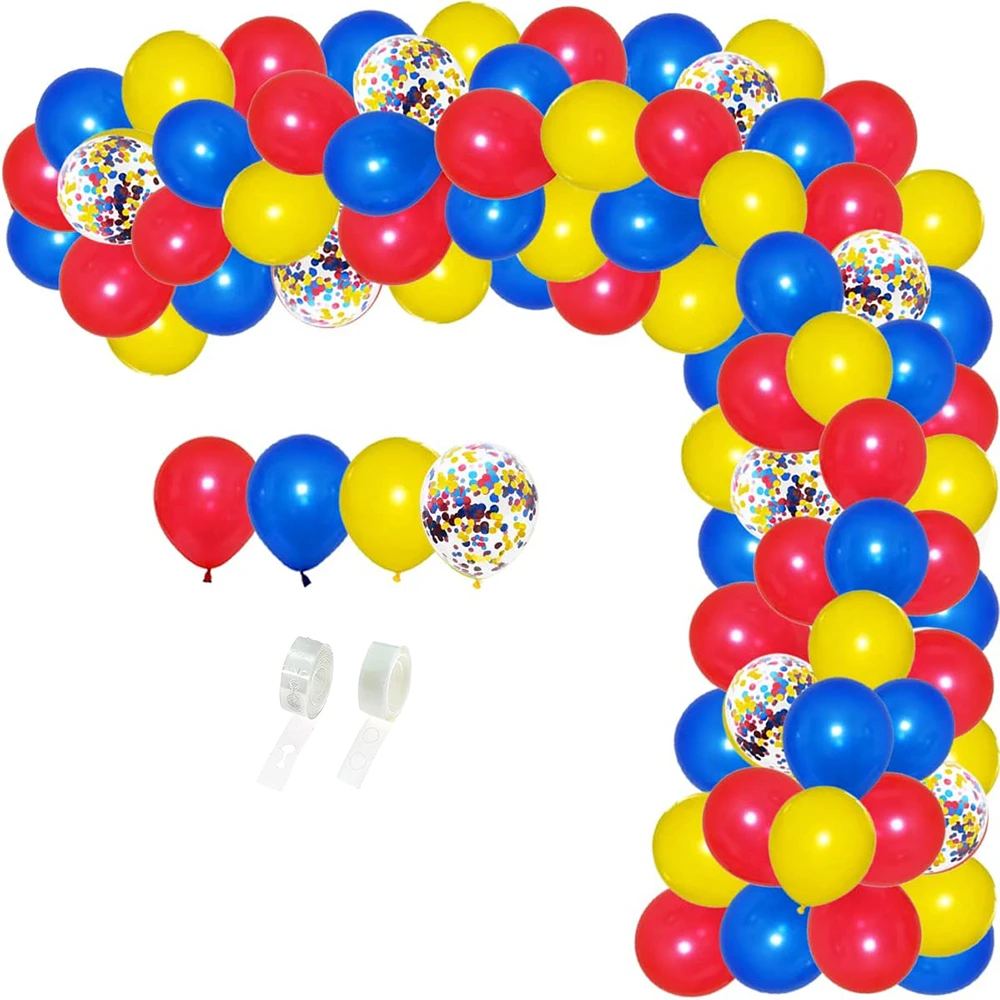 Red Yellow Blue Balloons Garland | Yellow Blue Red Balloon Arch ...