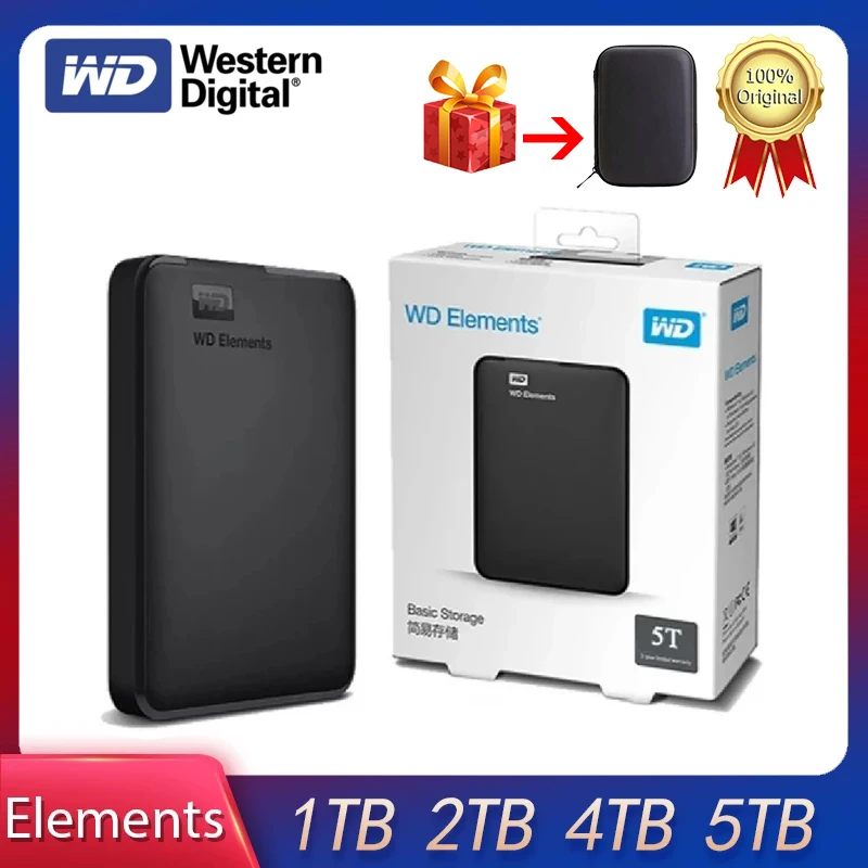 Western Digital WD Elements disco rigido esterno portatile da 5TB 4TB 2TB 1TB USB 3.0 disco ...
