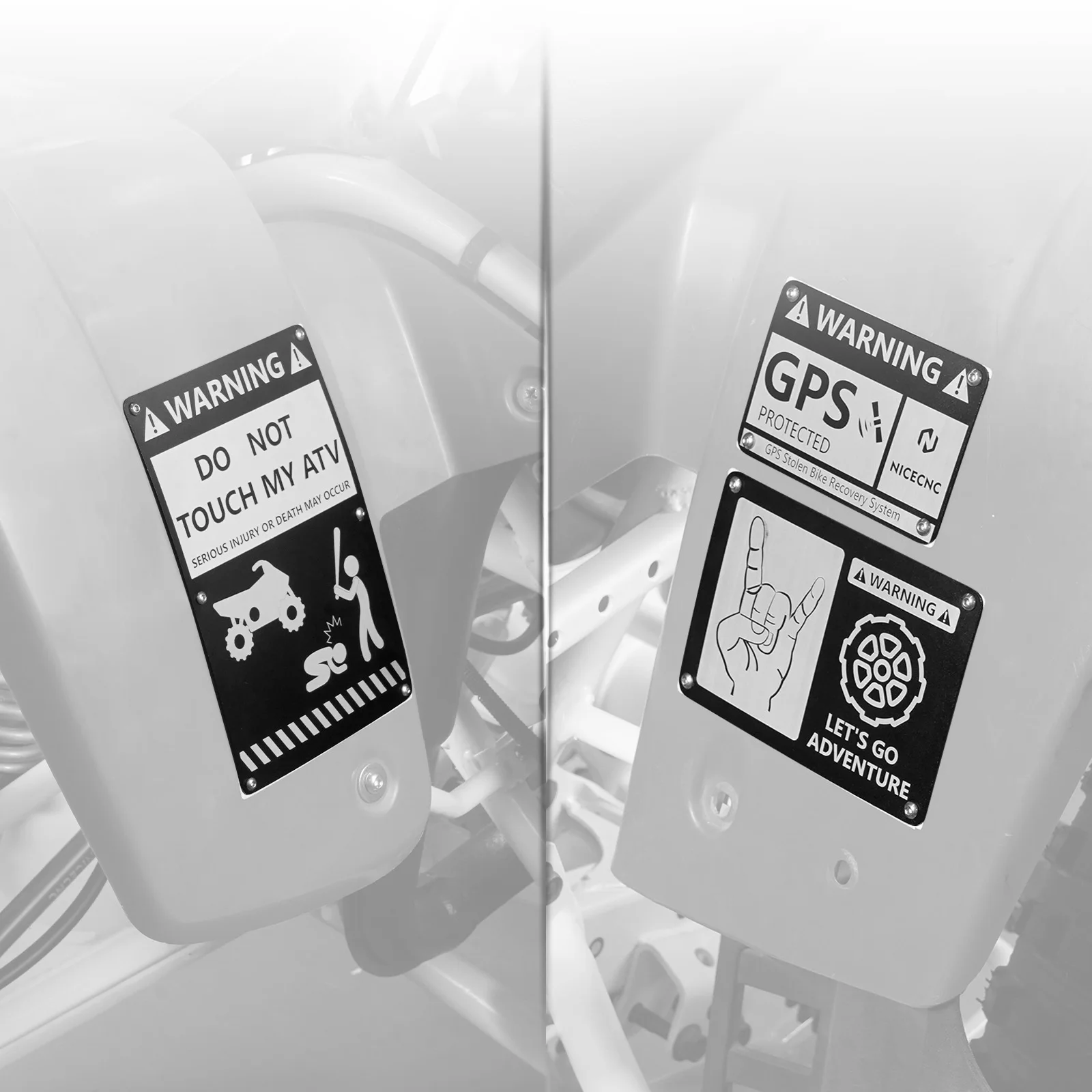 For-Yamaha-Blaster-200-Fender-Warning-Tags-Aluminum-ATV-Warn-Sticker ...