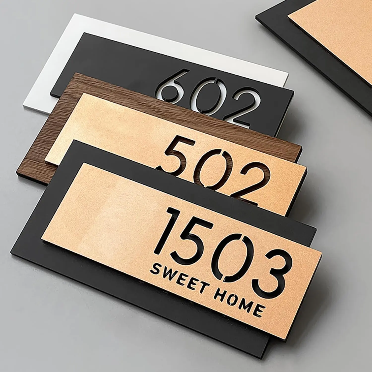 Generic 3D Acrylic Name Plaque Black & Gold White Modern Font ...