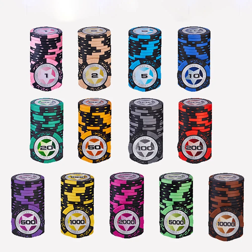 10PCS-Clay-Poker-Chips-Texas-Hold-em-Baccarat-Clay-Coins-Includes-Iron ...