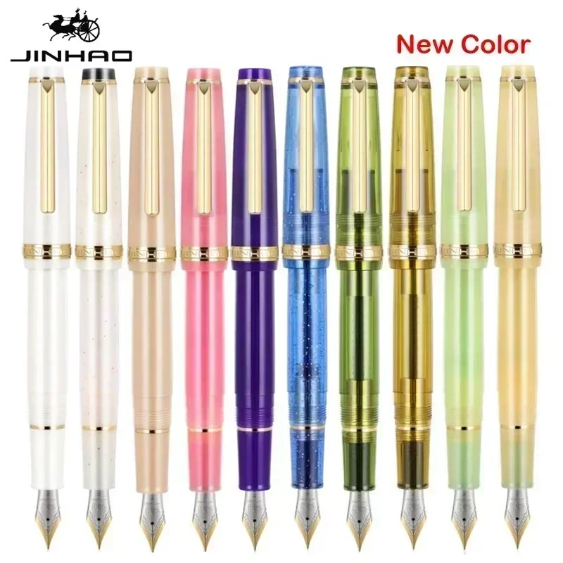Jinhao-82-Fountain-Pen-Acrylic-Ink-Pen-Spin-Golden-EF-F-Nib-Elegante ...