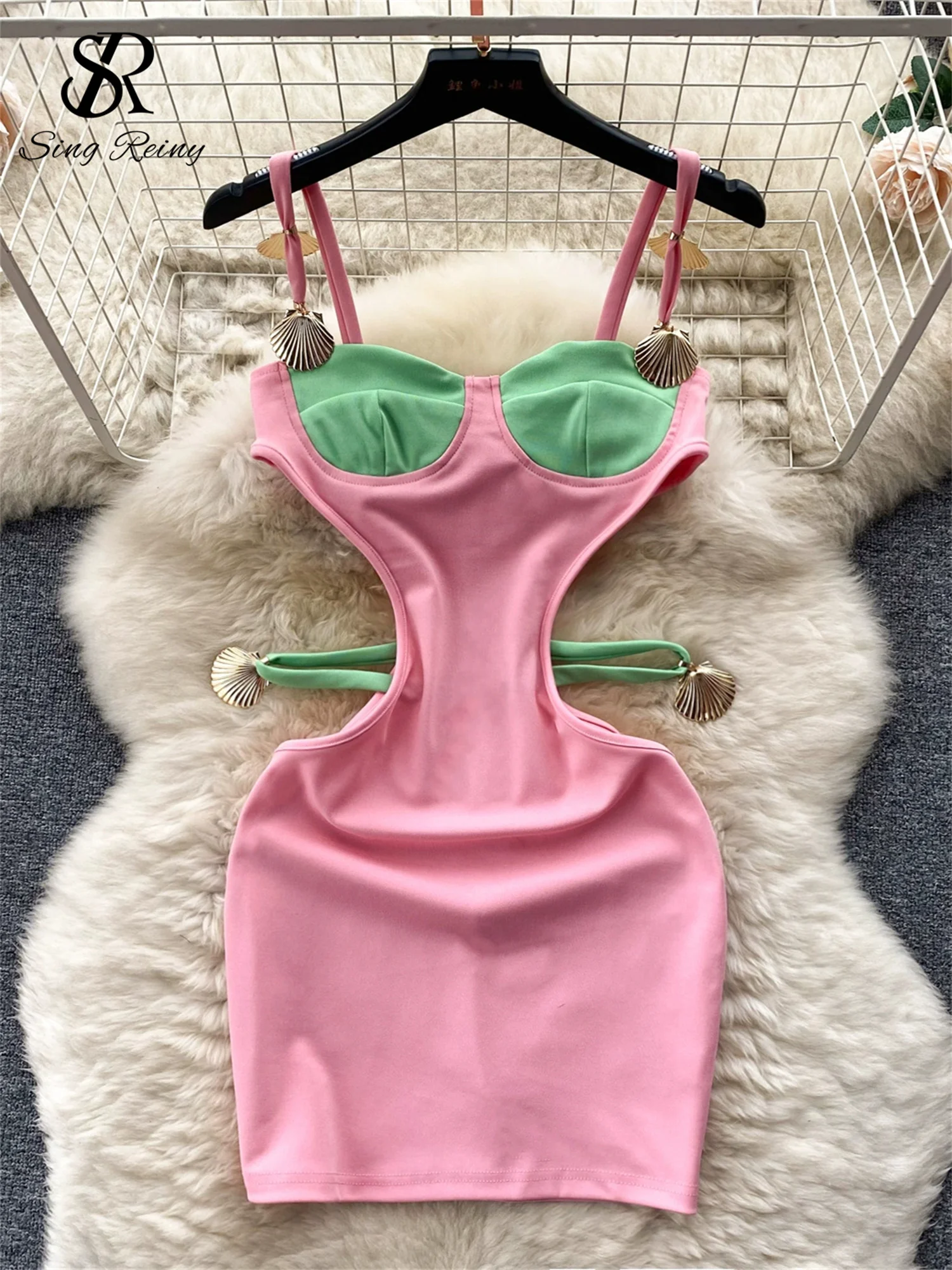 Singreiny Summer Beach Vacation Mini Dress Women Spaghetti Strap